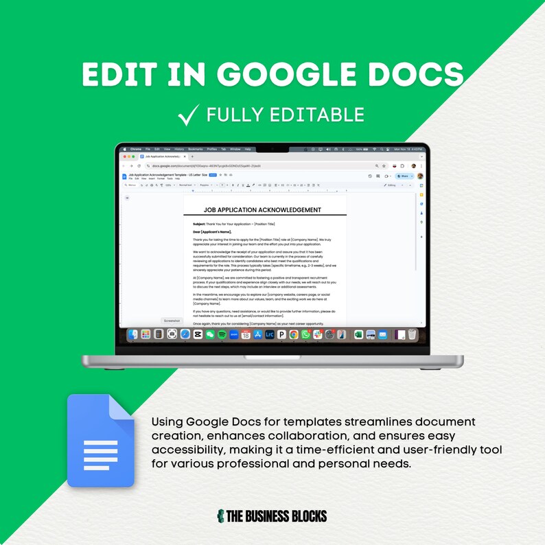 Job Application Acknowledgement Template: Professional HR Form (google ...