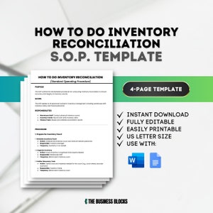 Inventory Reconciliation SOP Template: Editable Inventory Management ...