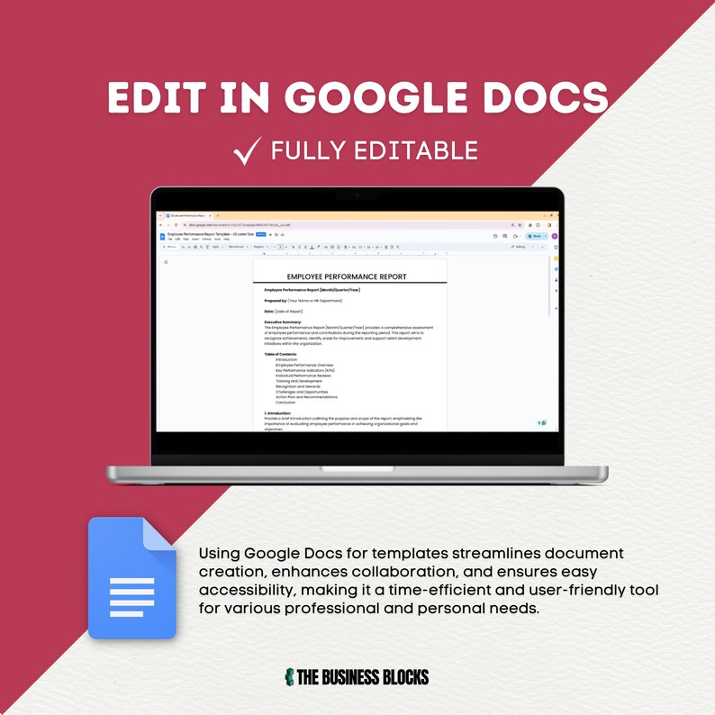 Employee Performance Report Template: Staff Evaluation (google Docs, MS ...