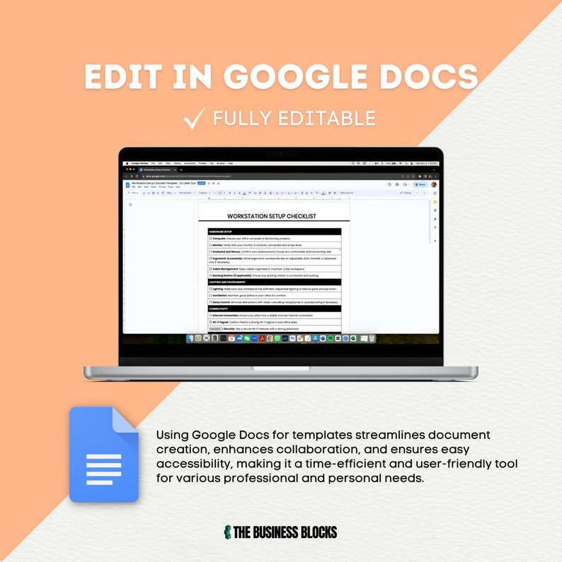 Workstation Setup Checklist Template: Ergonomic Office (digital ...