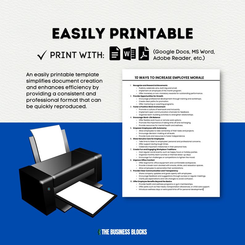 Employee Morale Template: 10 Ways to Boost Team Spirit (google Docs, MS ...