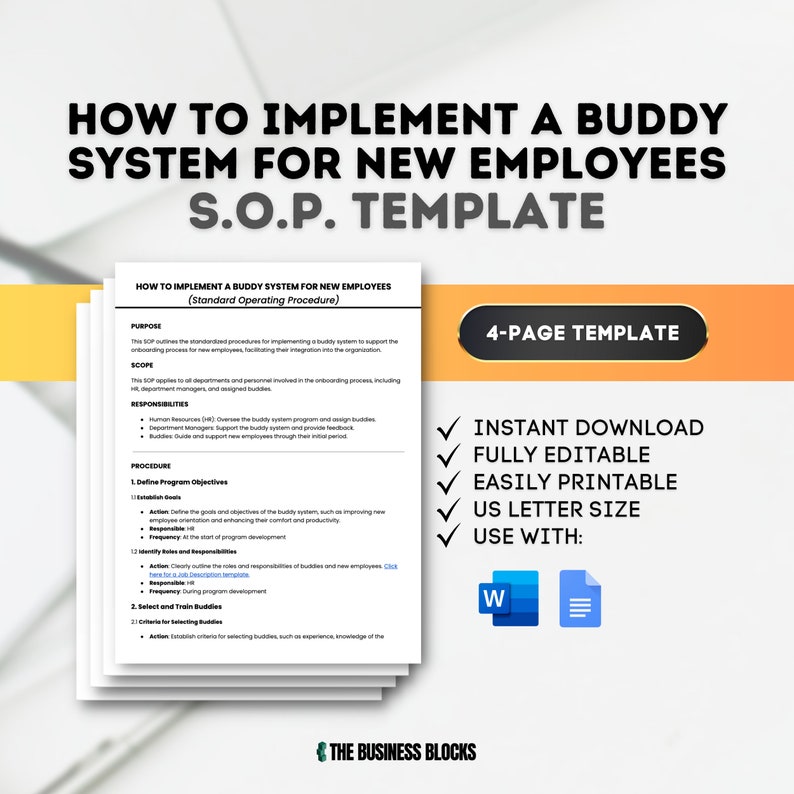 Employee Buddy System SOP Template: New Hire Onboarding (google Docs ...