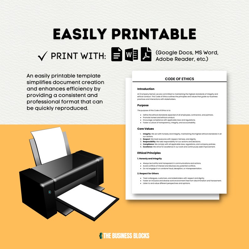 Code of Ethics Template: Customizable Business Ethics Guidelines ...