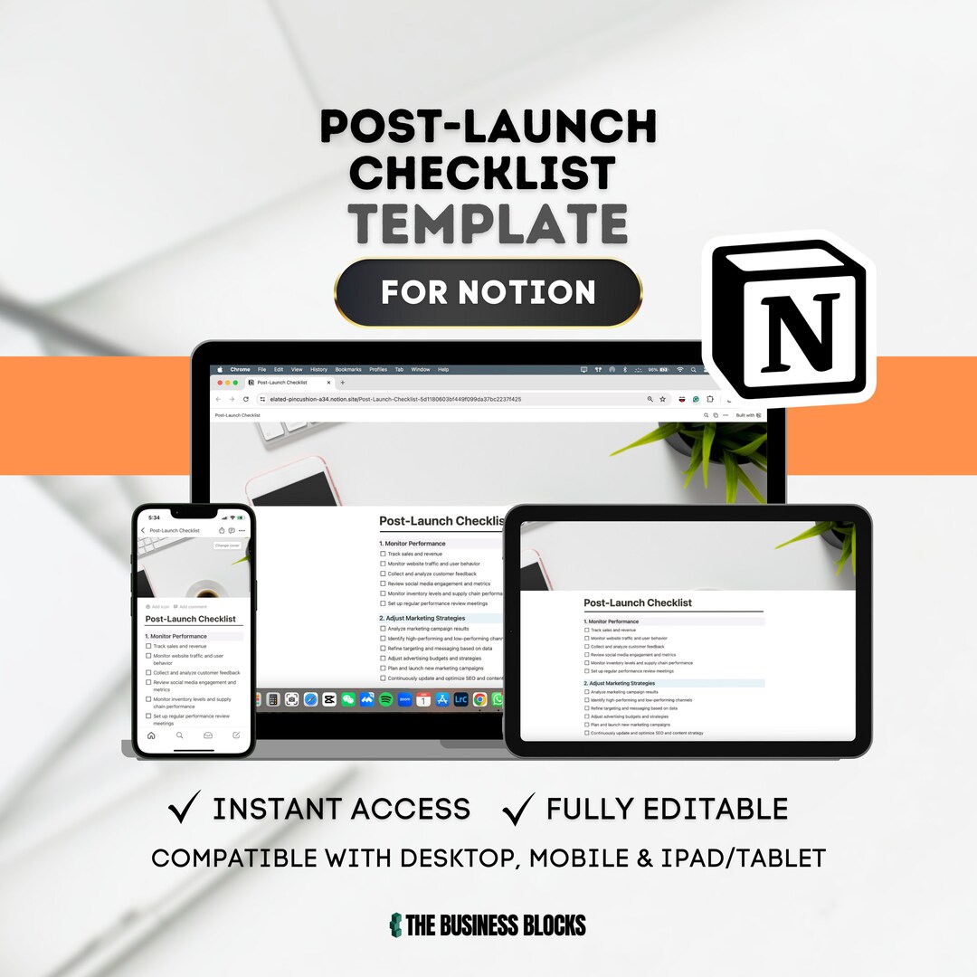 Notion Post-launch Checklist Template: Small Business Startup (digital ...