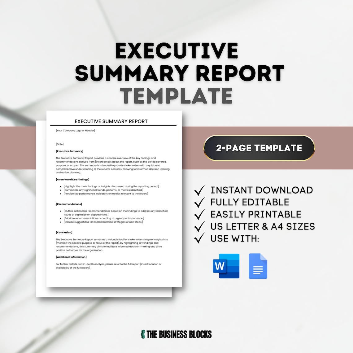 Executive Summary Report Template: Business Management Overview (google ...