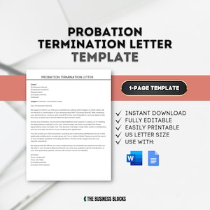 Probation Termination Letter Template: Editable HR Form (google Docs ...