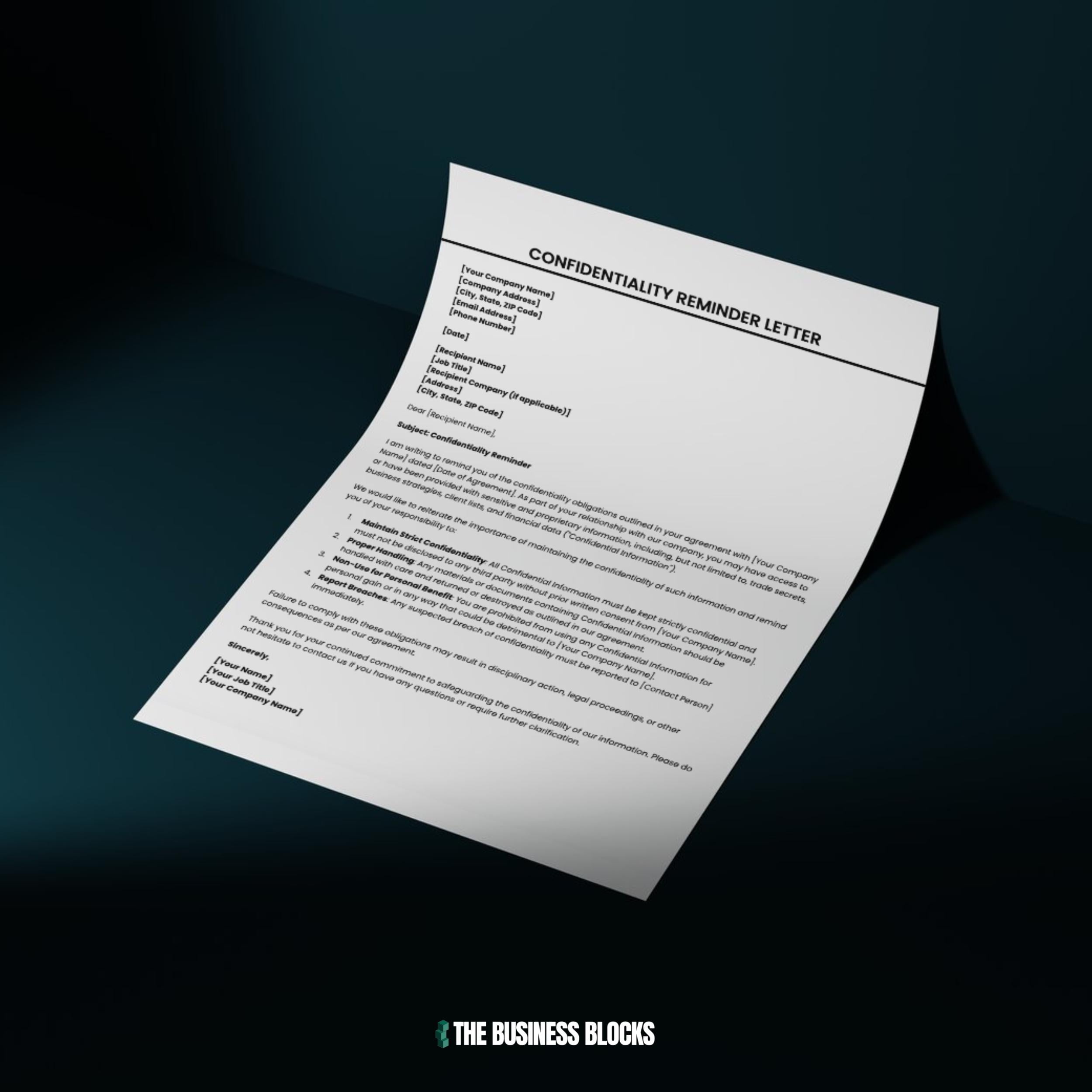 Confidentiality Reminder Letter Template: Employee Confidentiality ...