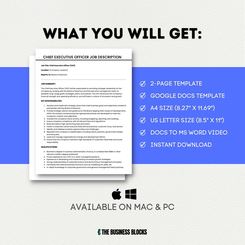 CEO Job Description Template: Chief Executive Officer Responsibilities ...