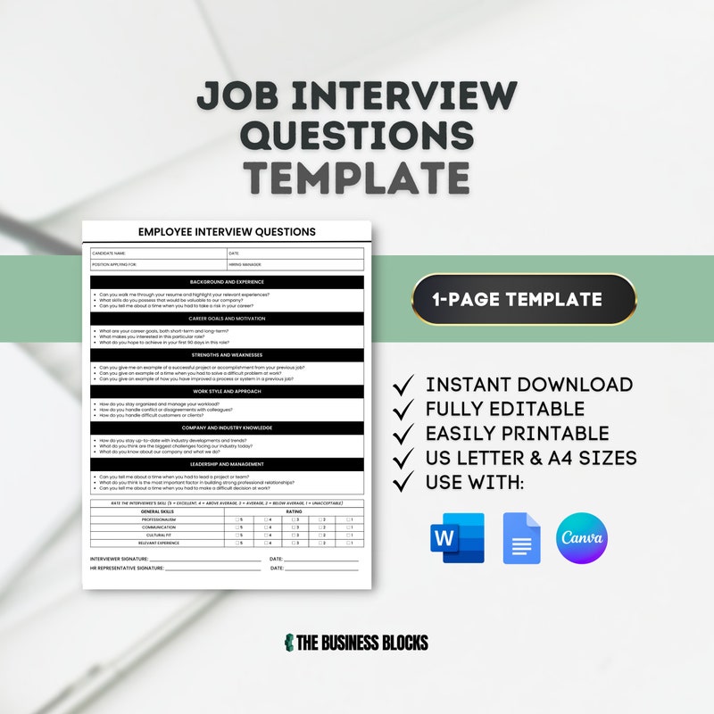 Interview Questions Template - Etsy