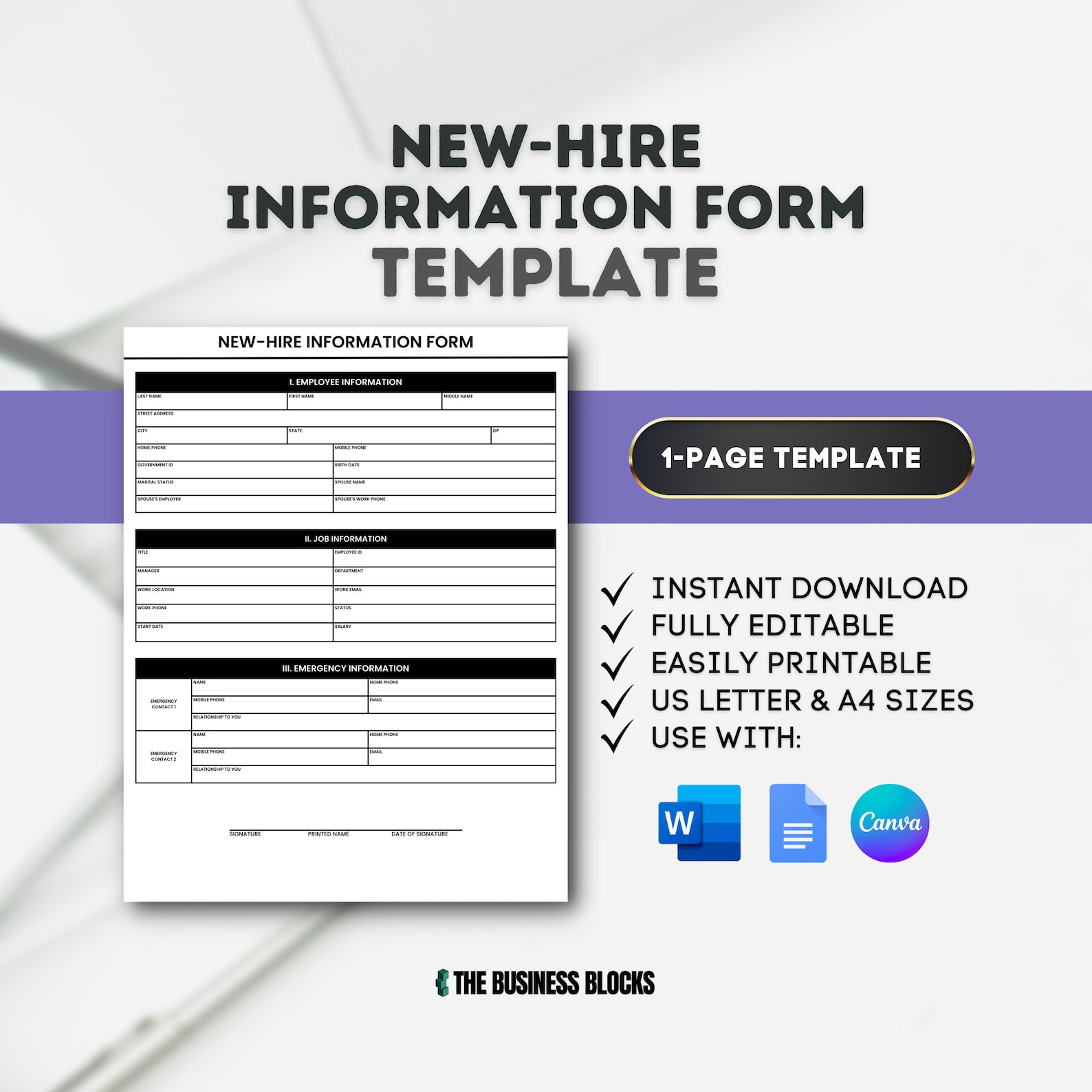 Employee Information Form Template Employee Info Form Hr Template New ...