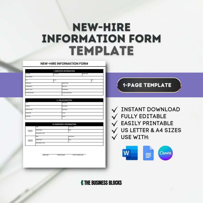 Employee Information Form Template Employee Info Form Hr Template New ...