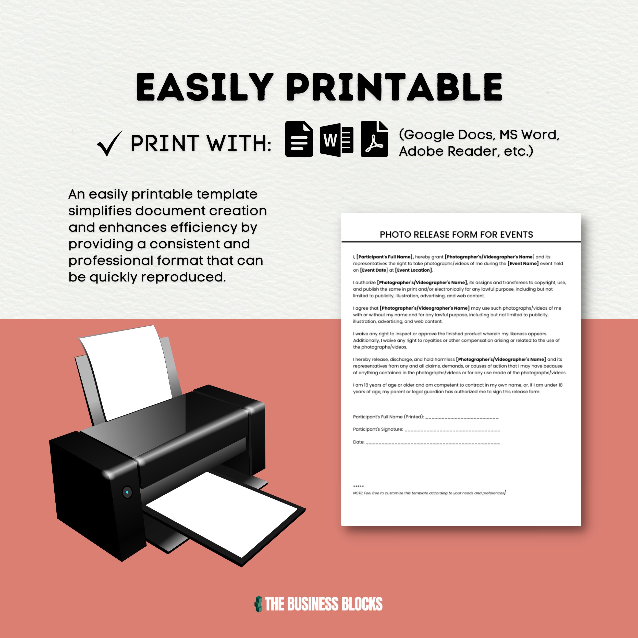 Event Photography Release Form Template (google Docs, MS Word) - Etsy