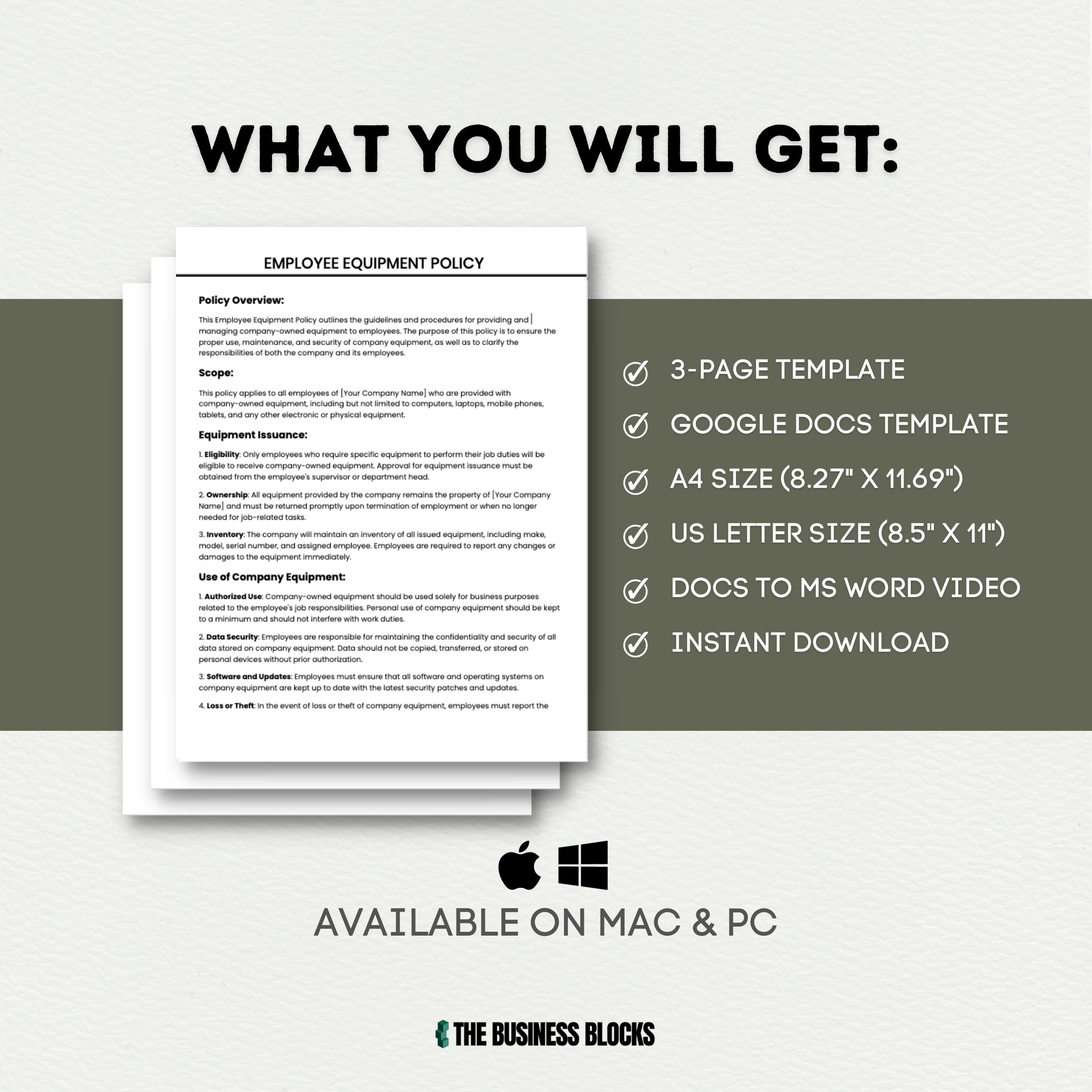 Employee Equipment Policy Template Human Resources Employee Onboarding ...