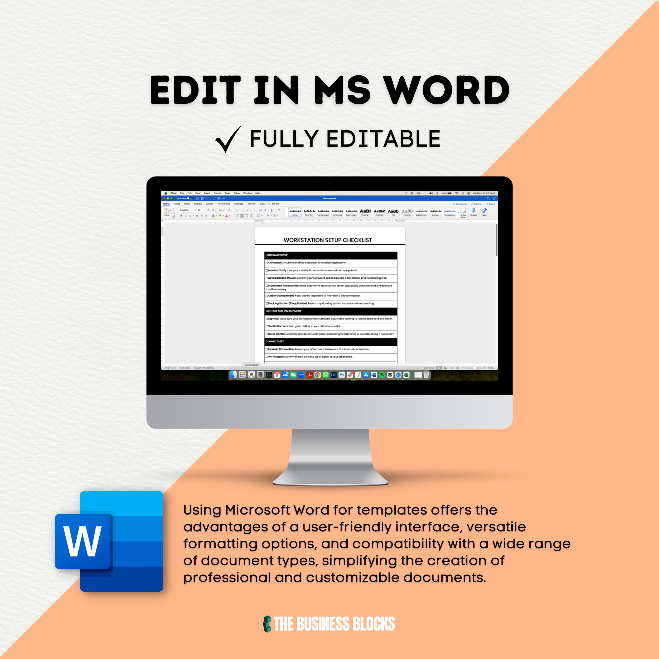 Workstation Setup Checklist Template: Ergonomic Office (digital ...