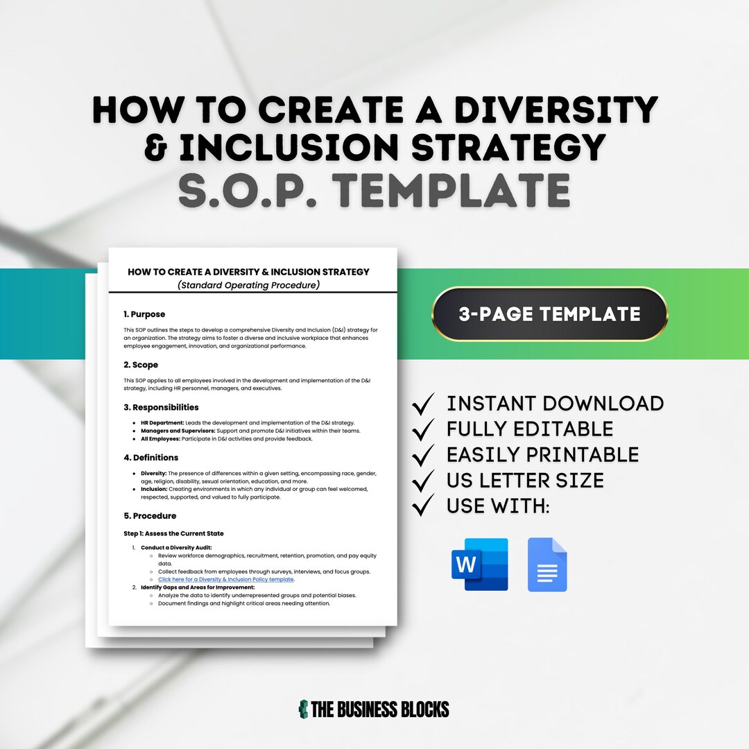 Diversity & Inclusion Strategy SOP Template (digital Download) - Etsy