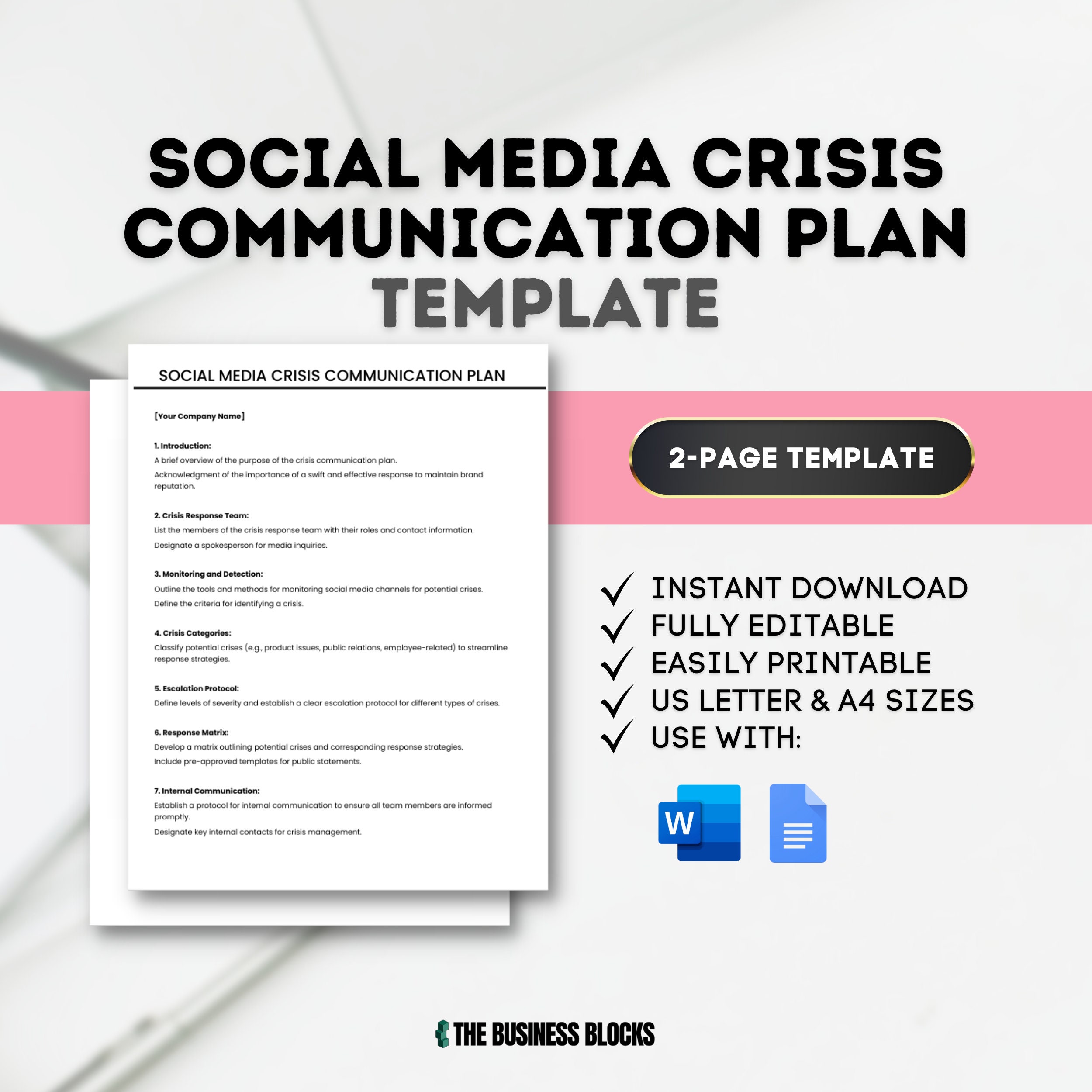 Social Media Crisis Communication Plan Template Crisis Management Plan ...