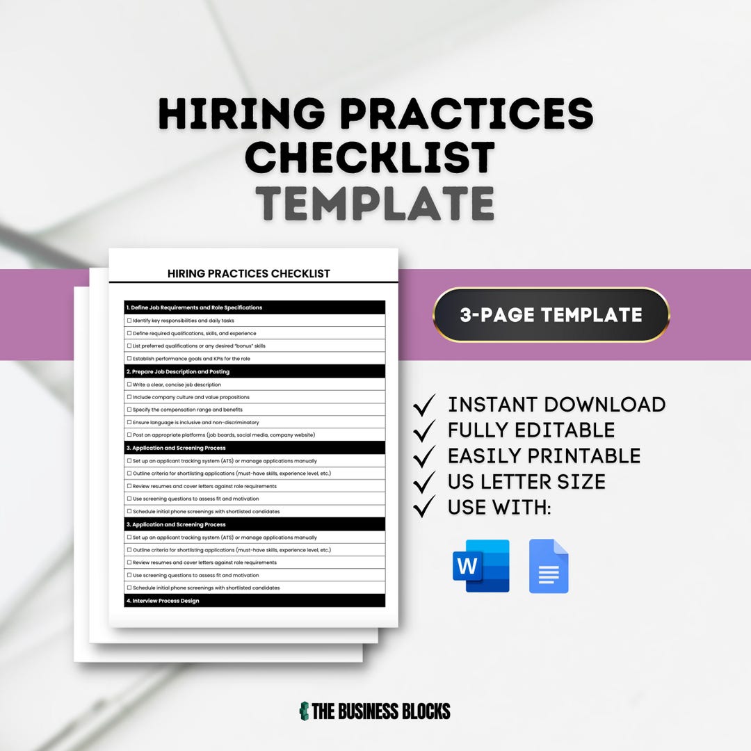 Hiring Practices Checklist Template: Employee Onboarding (digital ...