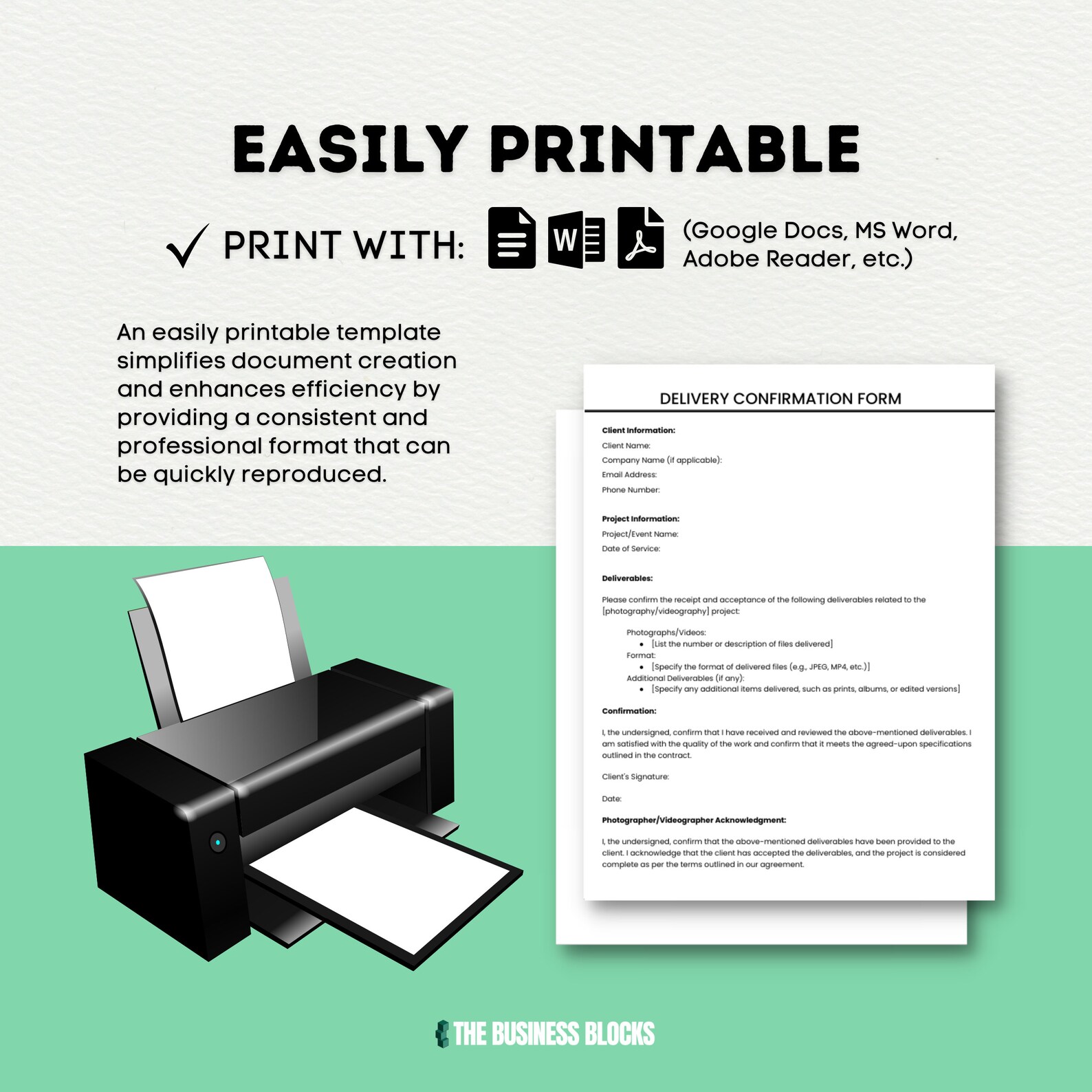 Delivery Confirmation Form Template: Photography & Videography (google ...