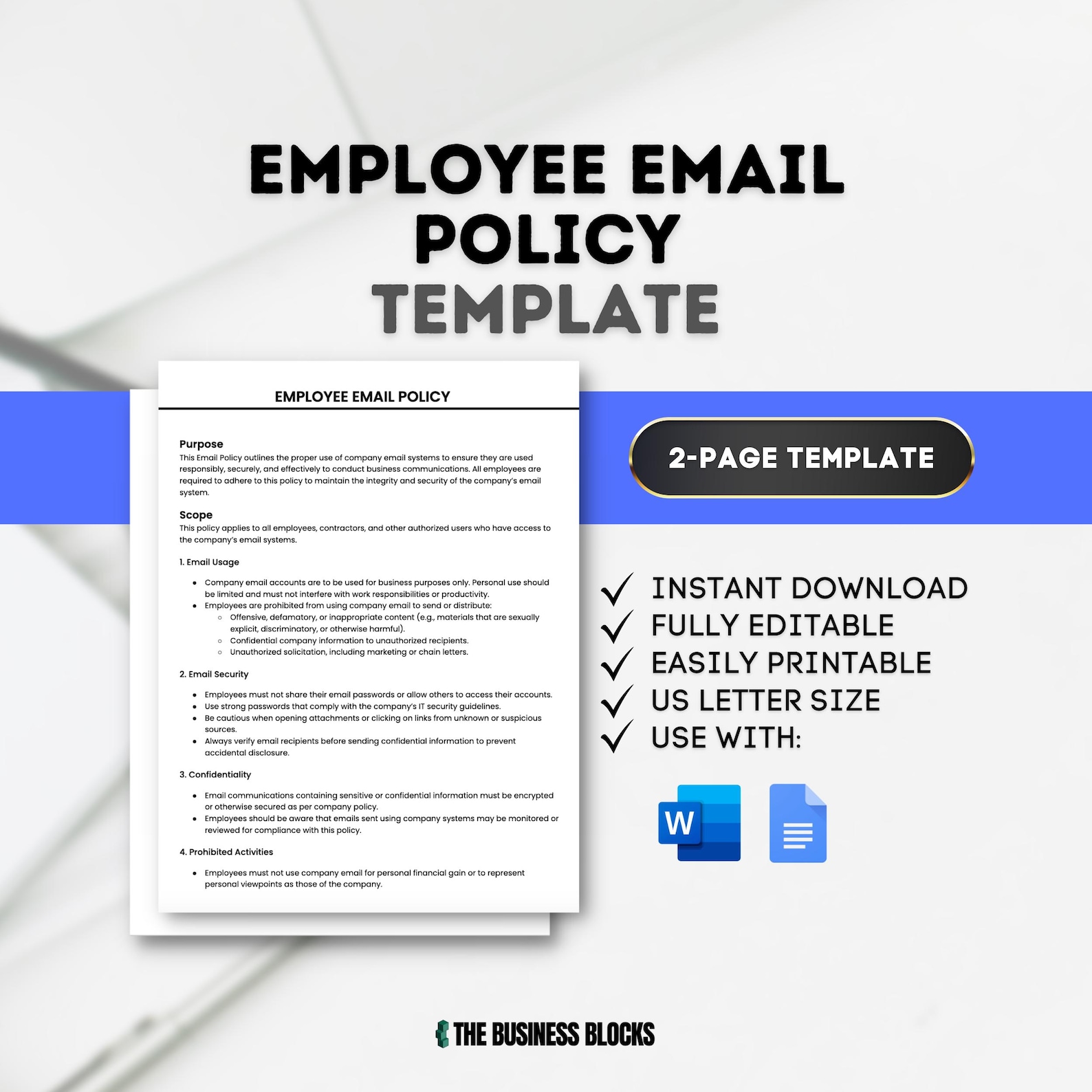 Employee Email Policy Template Email Usage Policy Company Email Use ...