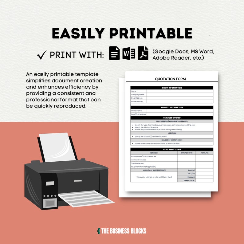 Photography Quotation Form Template: Pricing Form (digital Download) - Etsy