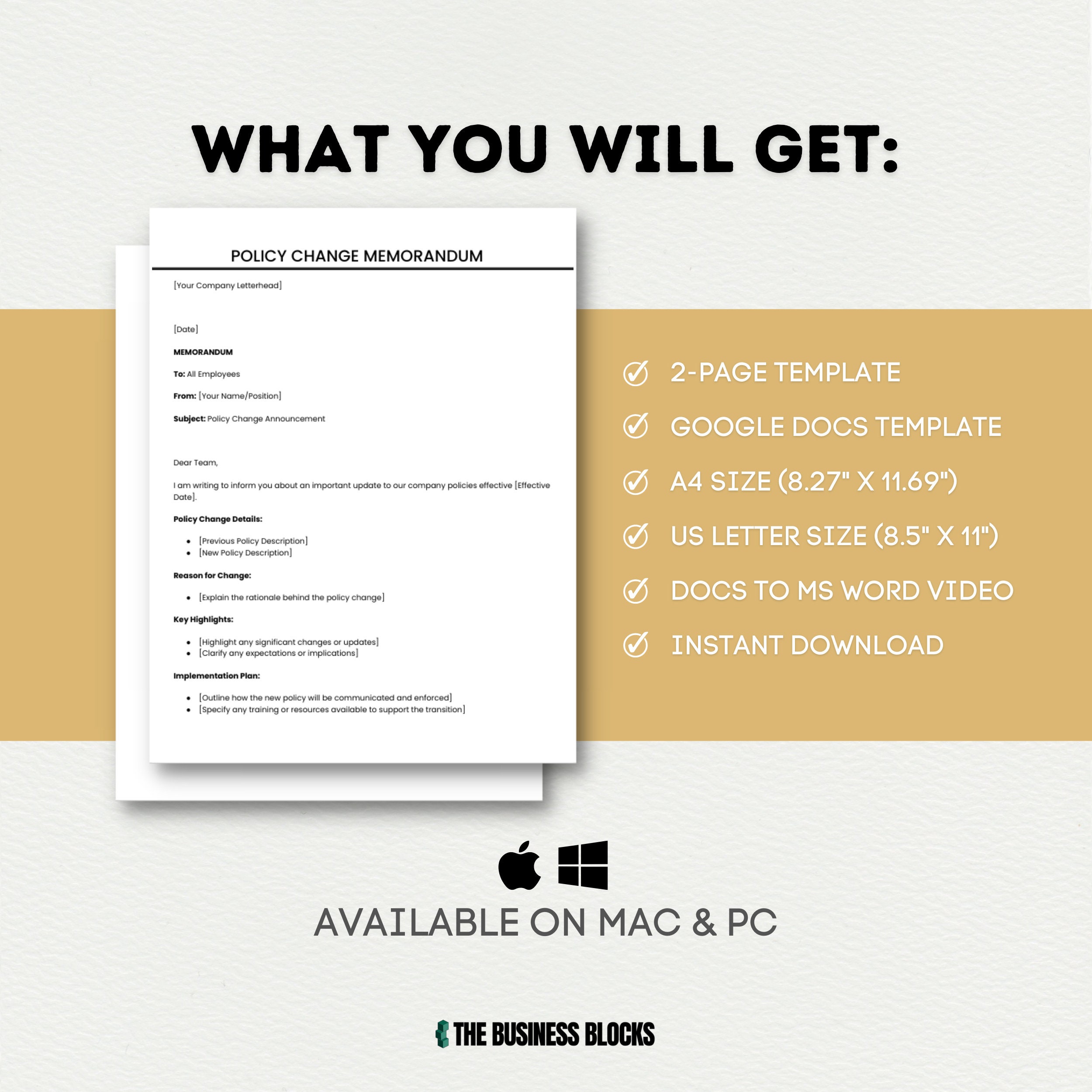 Policy Change Memorandum Template Updated Policy Memo Format Company ...