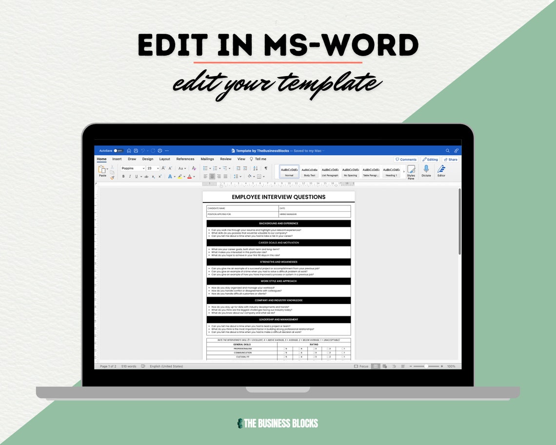 Job Interview Questions Template Interview Prep Interview Guide ...