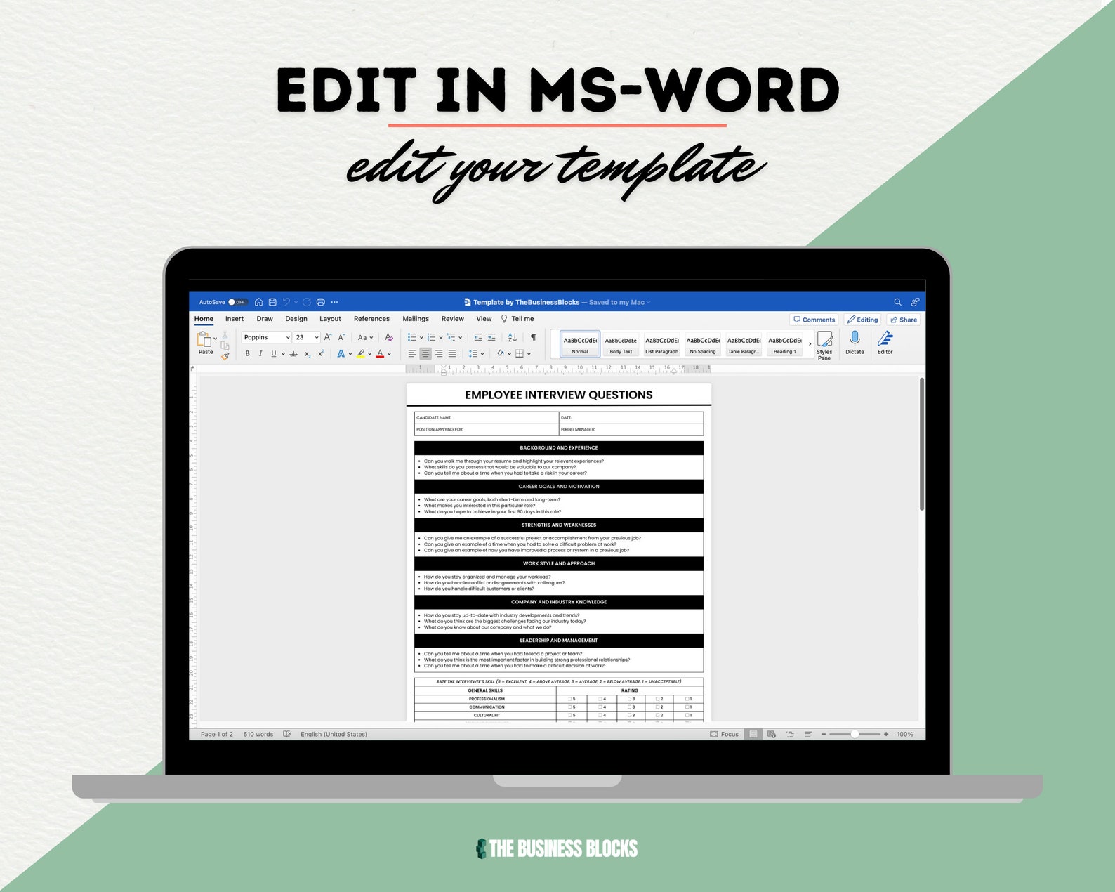 Job Interview Questions Template: Editable HR Guide (digital Download ...