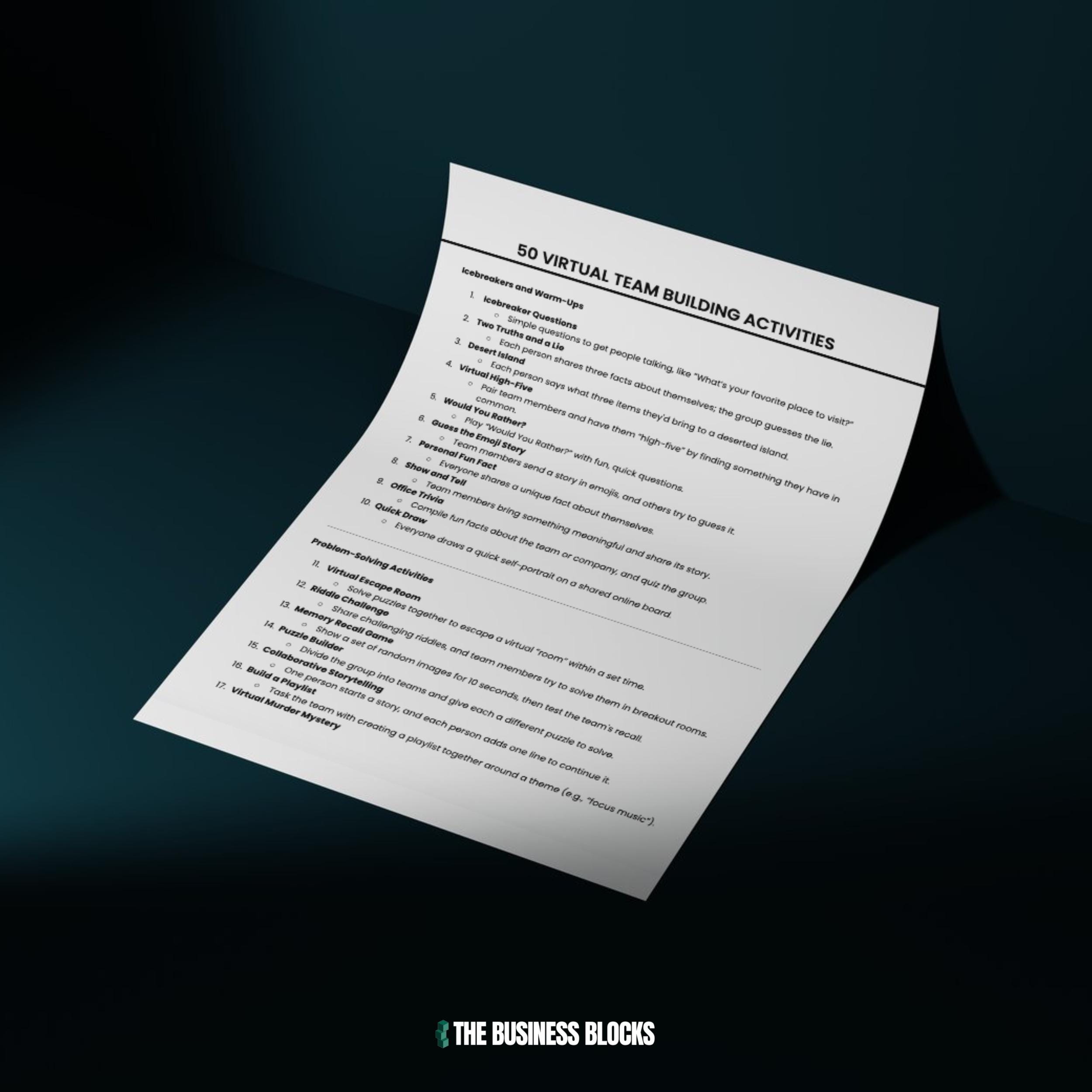 50 Virtual Team Building Activities Template (google Docs & MS Word) - Etsy