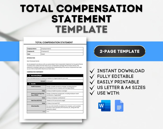 Employee Compensation and Benefits Template, Total Rewards Statements ...