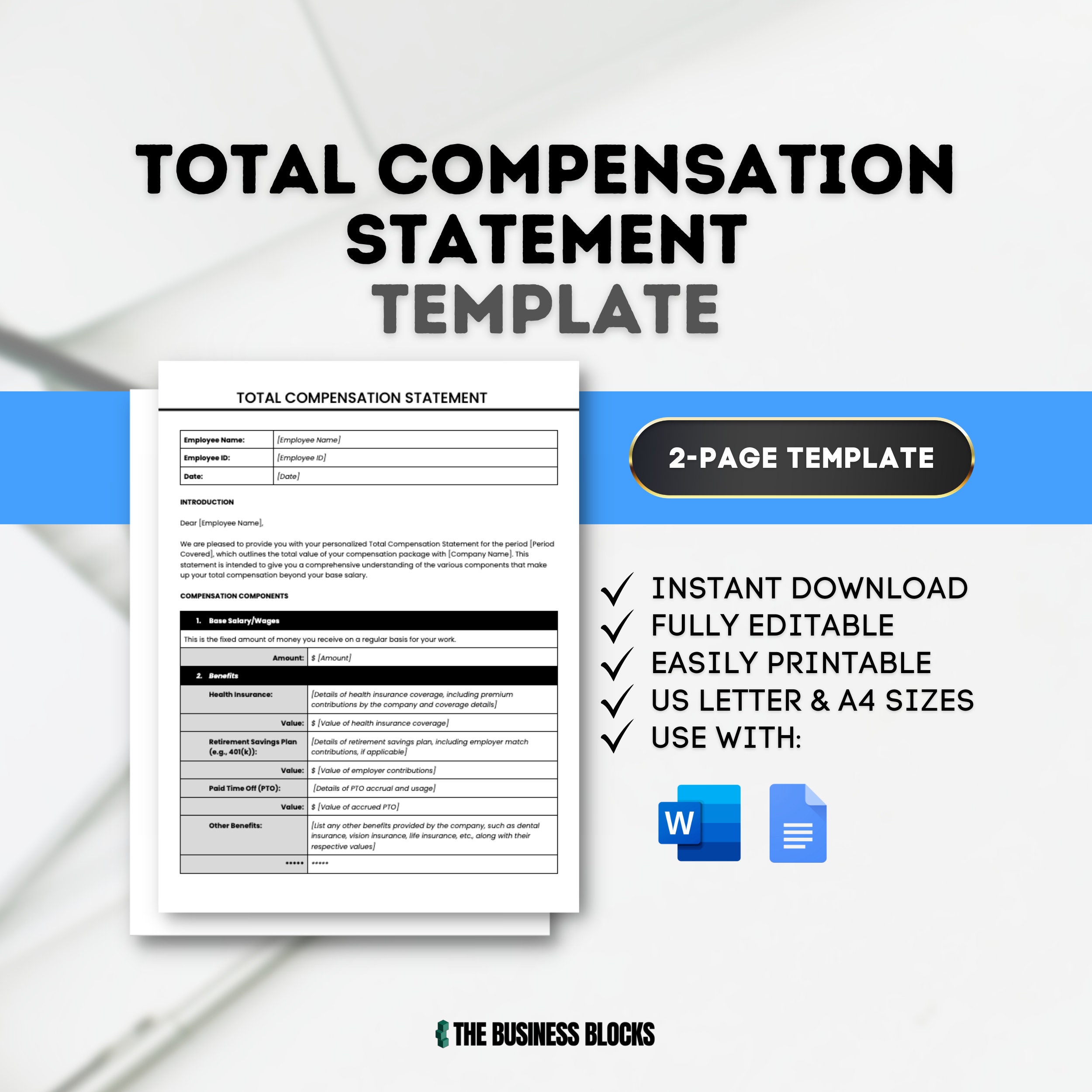 Total Compensation Statement Template: Employee Benefits Summary ...