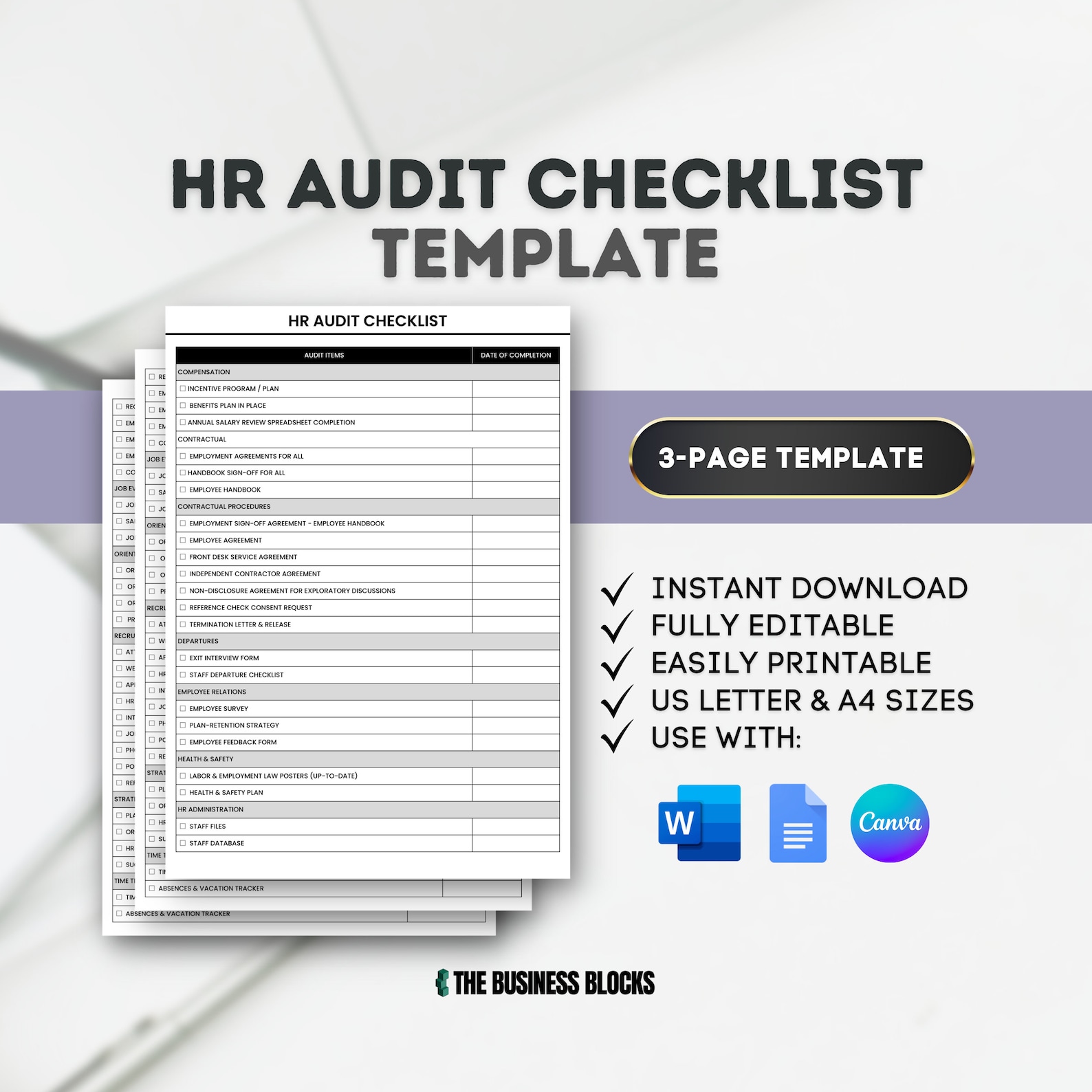 HR Audit Checklist Template: Employee File Audit (canva, Google Docs, MS Word) - Etsy