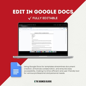 Holiday Office Closure Notice Template: Editable Announcement (digital ...