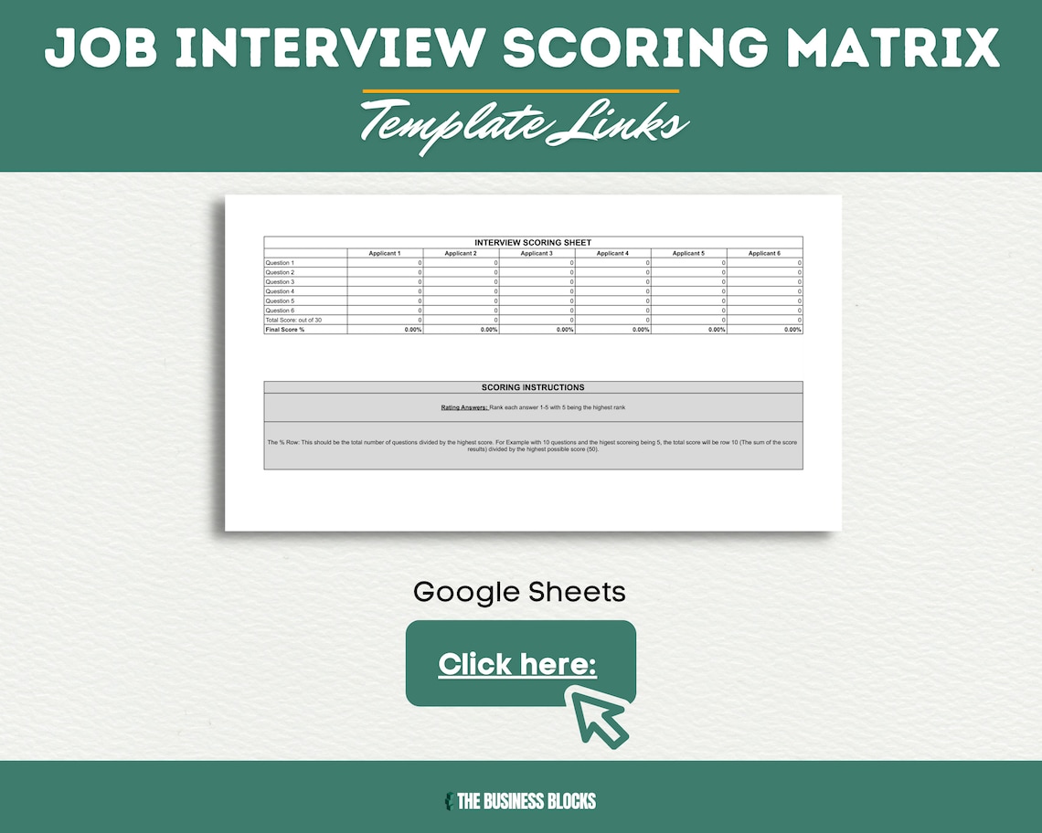 Job Interview Scorecard Template: Business Interview Guide (digital ...
