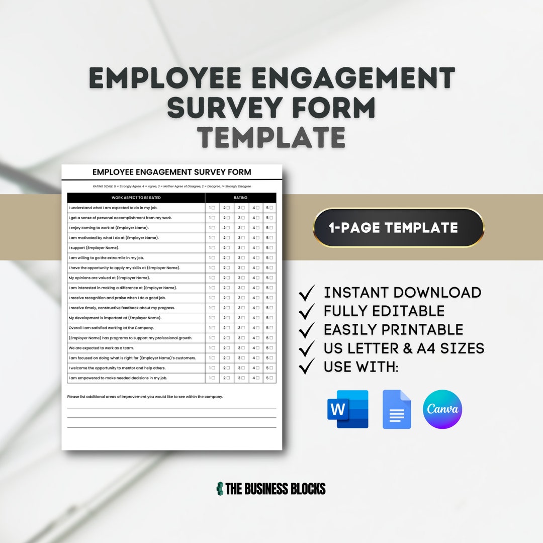 Employee Questionnaire Employee Survey Employee Engagement Survey ...