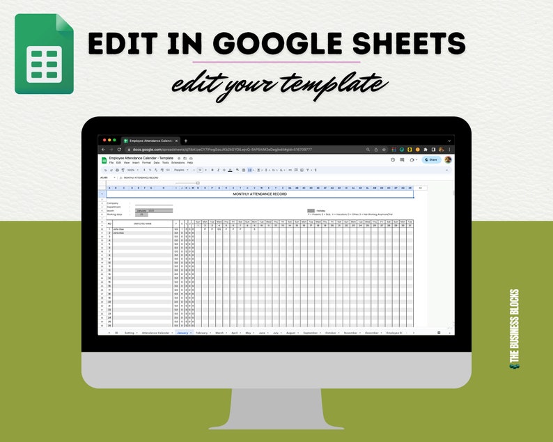Employee Attendance Tracker: Google Sheet & Excel Template - Etsy