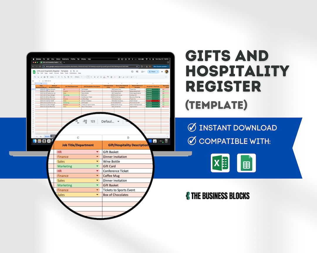 Gifts and Hospitality Register Template: HR Employee Gift Log (excel ...