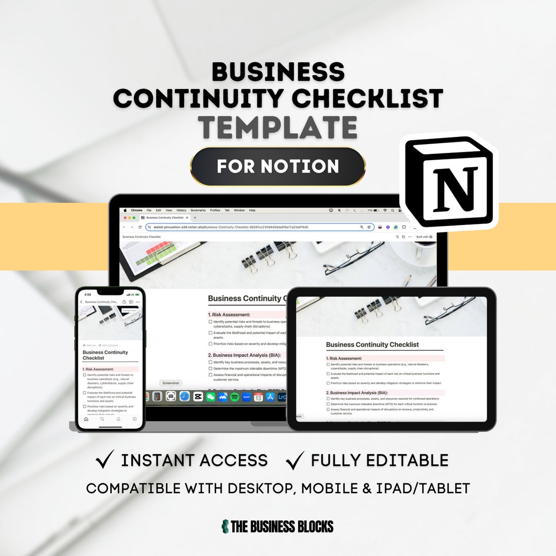 NOTION Business Continuity Checklist Template Business Continuity ...