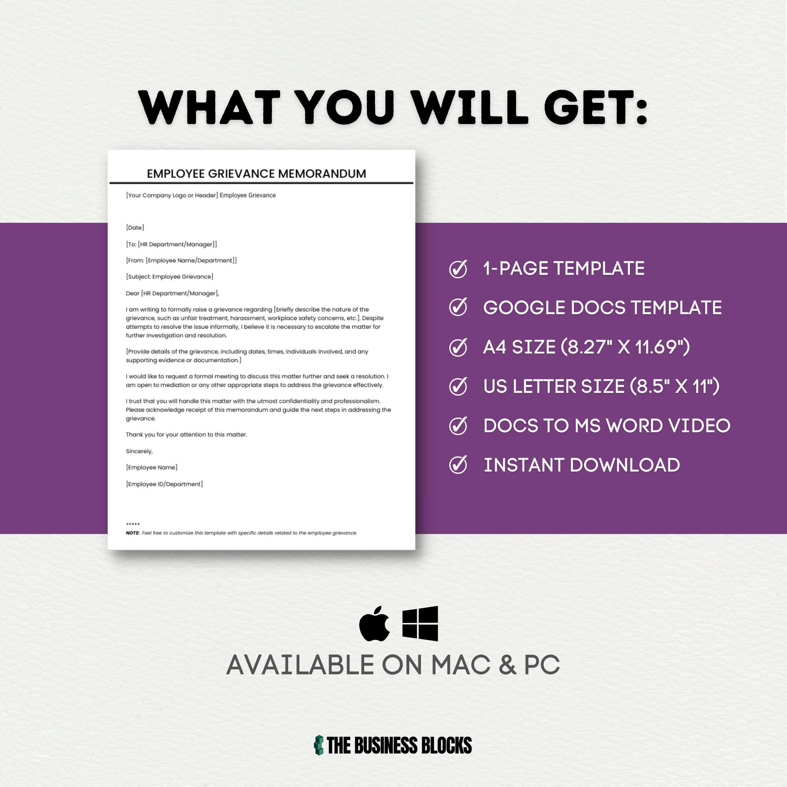 Employee Grievance Memorandum Template: Workplace Complaint Form ...