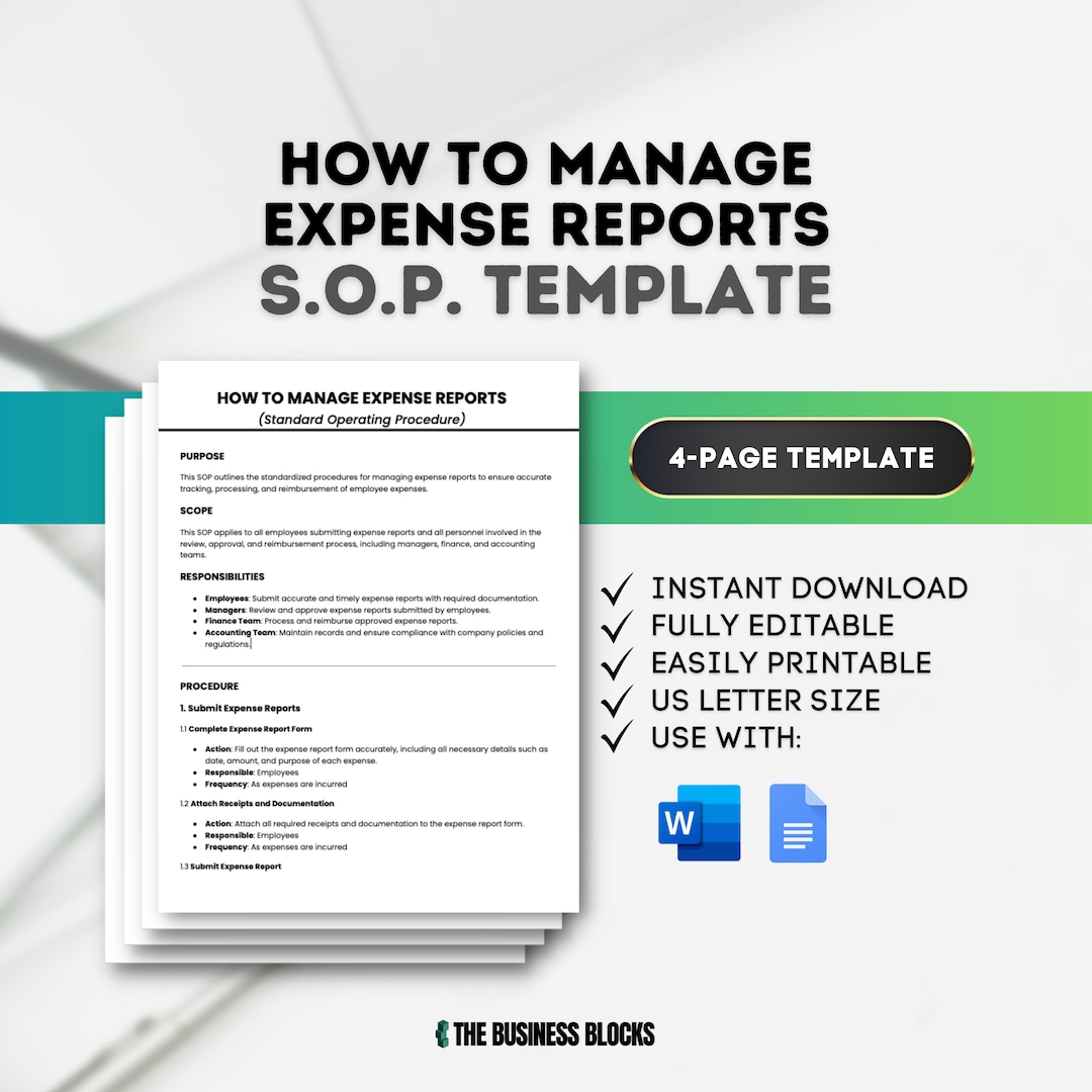 How to Manage Expense Reports SOP Template Expense Report Management ...