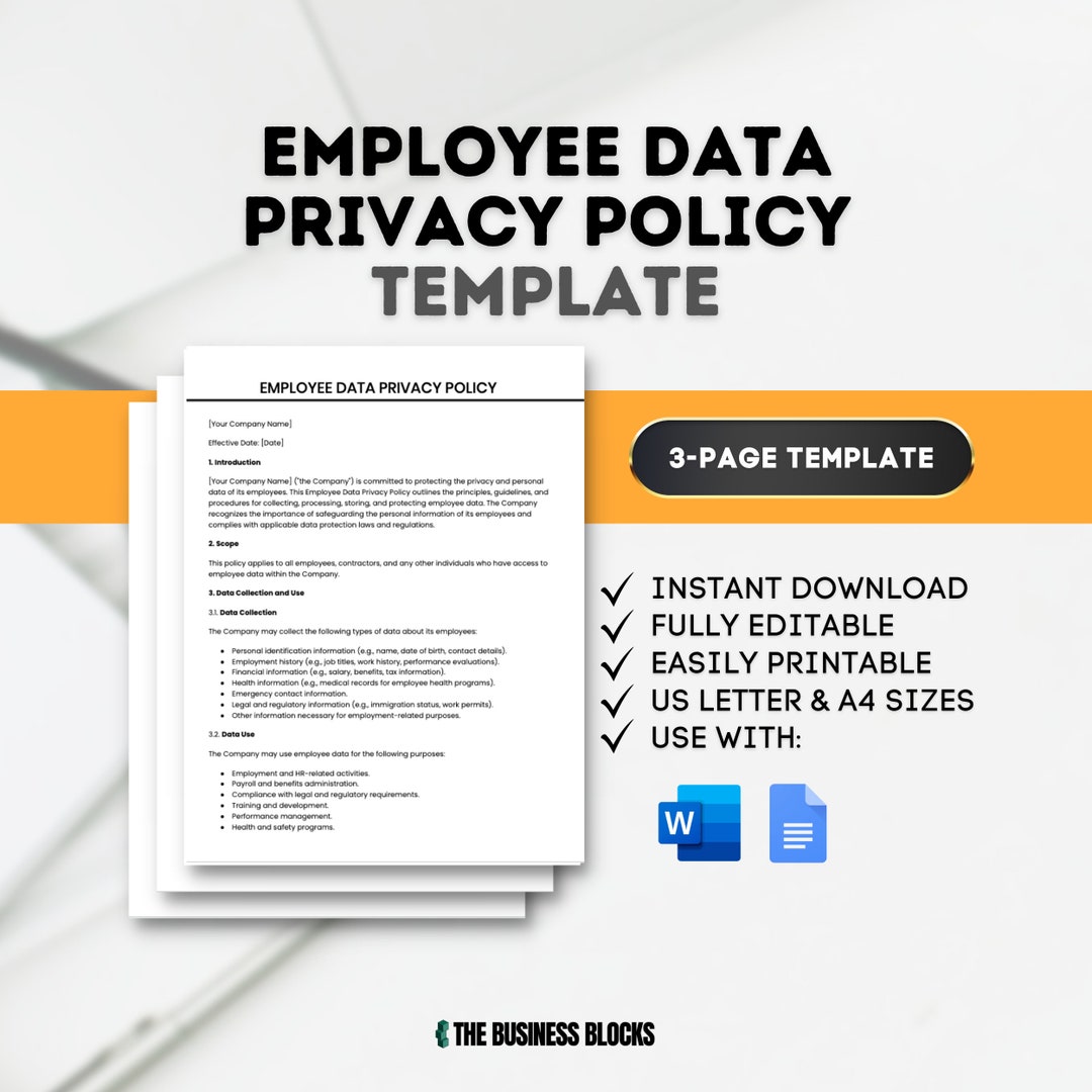 Employee Data Privacy Policy Template Human Resources Data Protection