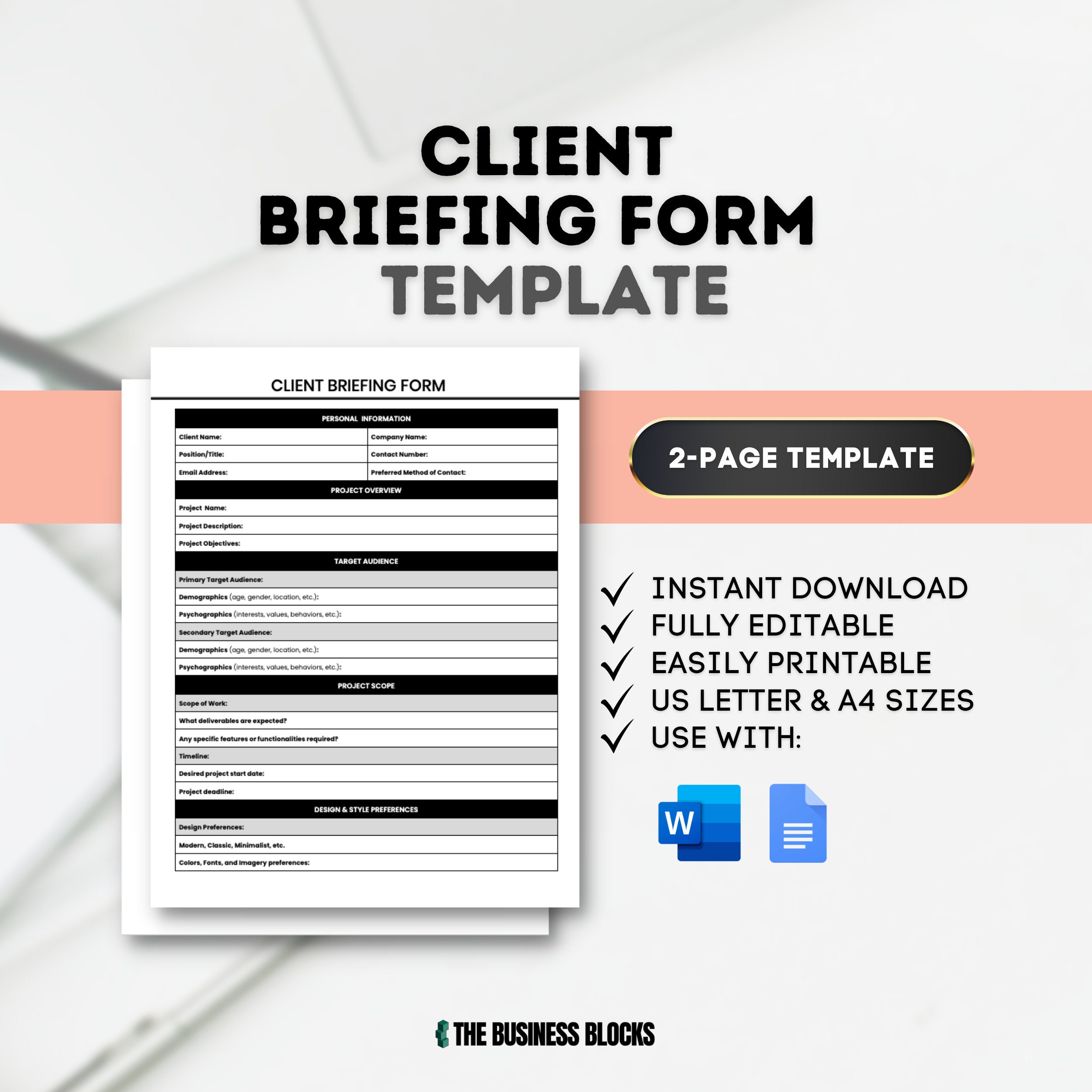 Client Brief Form Template Project Requirement Questionnaire Client ...