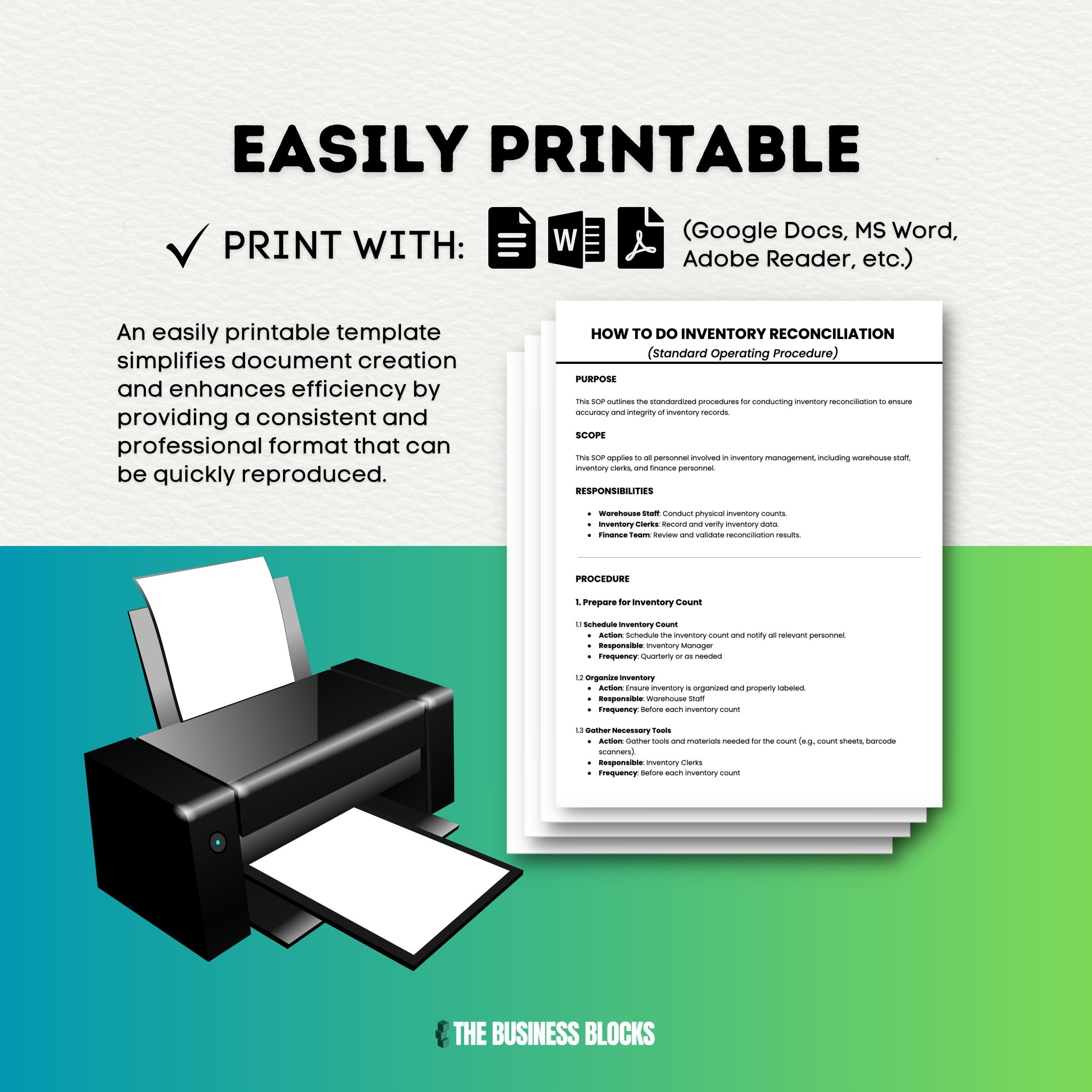 Inventory Reconciliation SOP Template: Editable Inventory Management ...