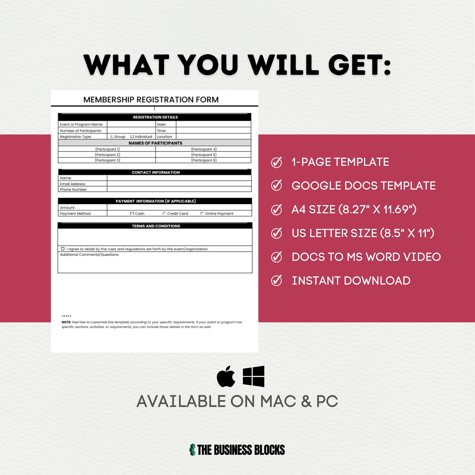 Membership Registration Form Template Membership Application Form ...