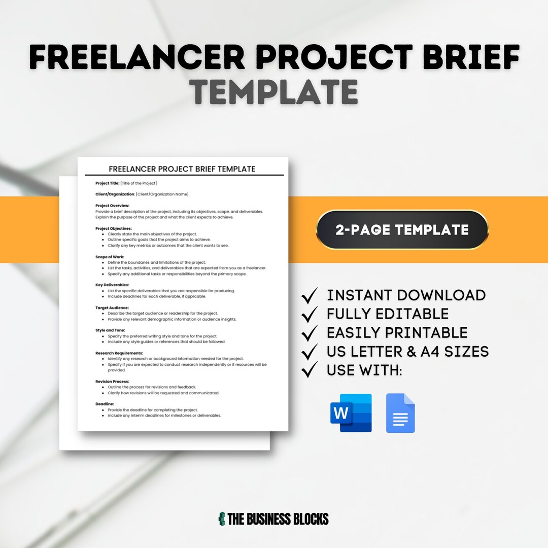 Freelancer Project Brief Template Freelance Project Outline Freelance ...