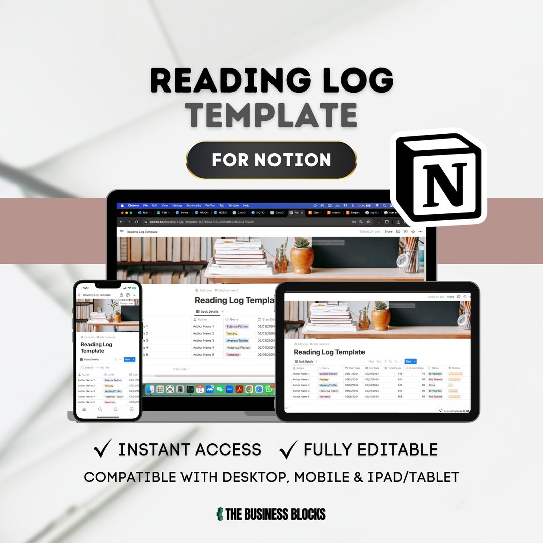 Notion Reading Log Template: Book Tracker & Journal - Etsy