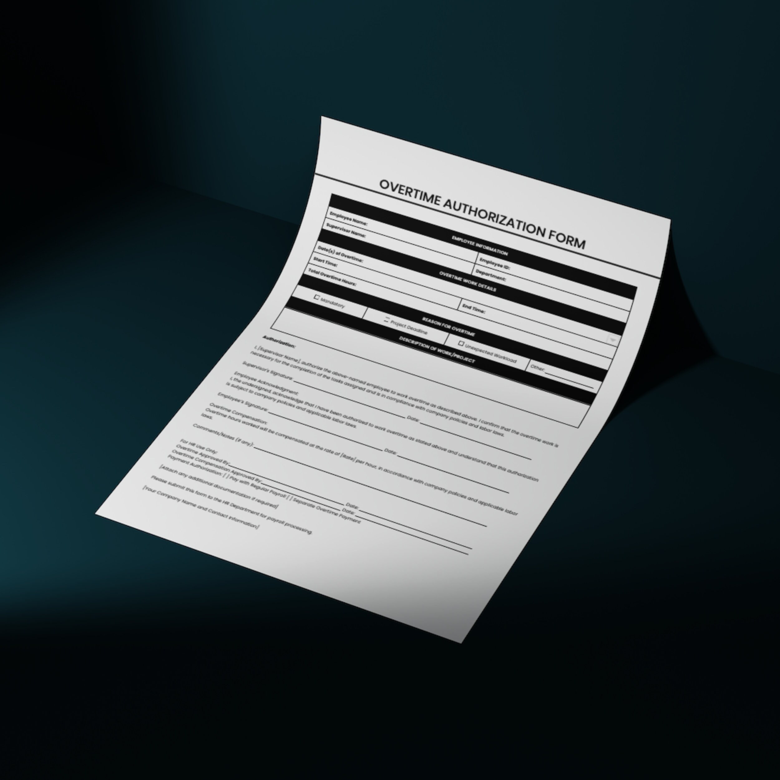 Overtime Authorization Form Template: Editable Request & Tracking ...