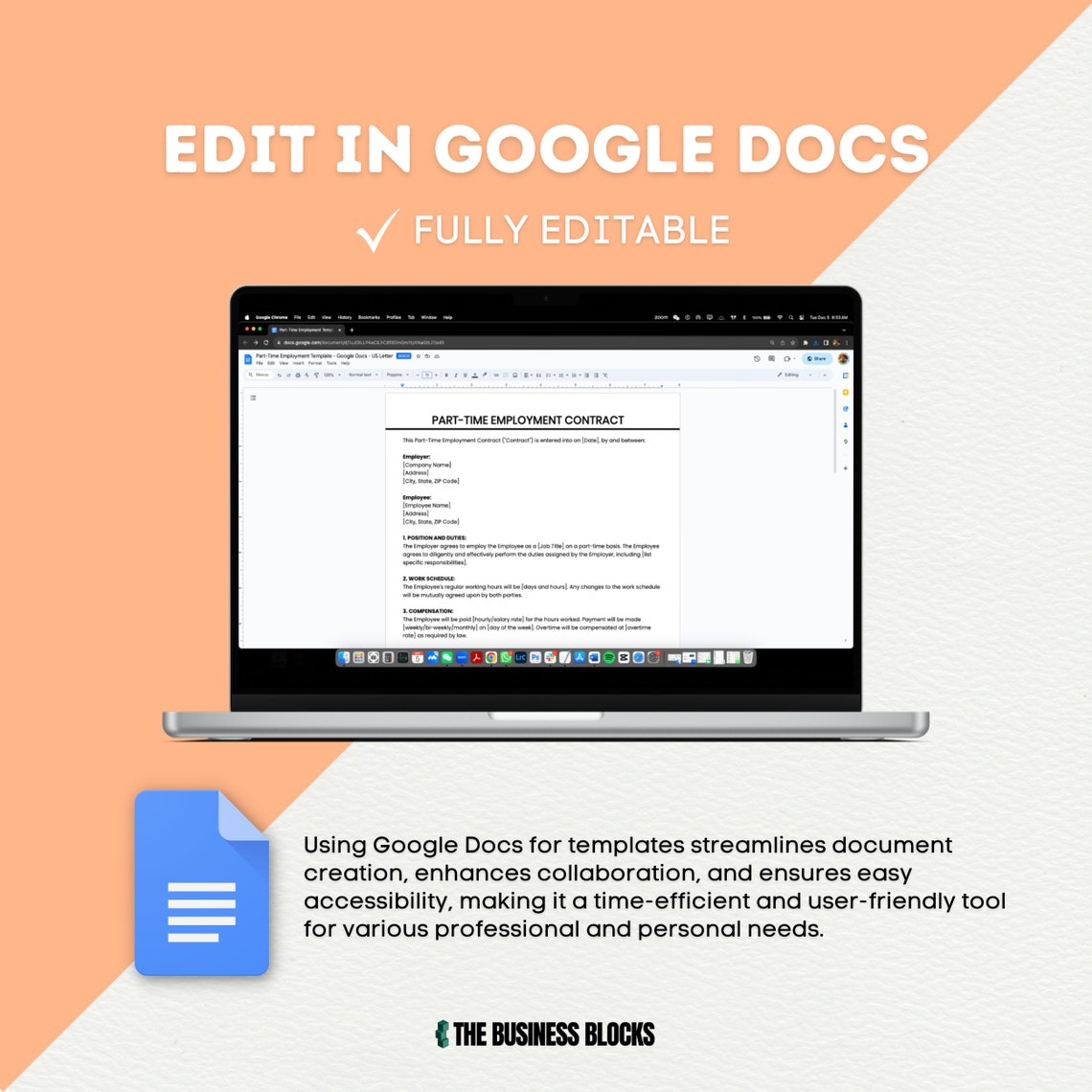 Part-time Employment Contract Template: Editable Work Agreement (google ...