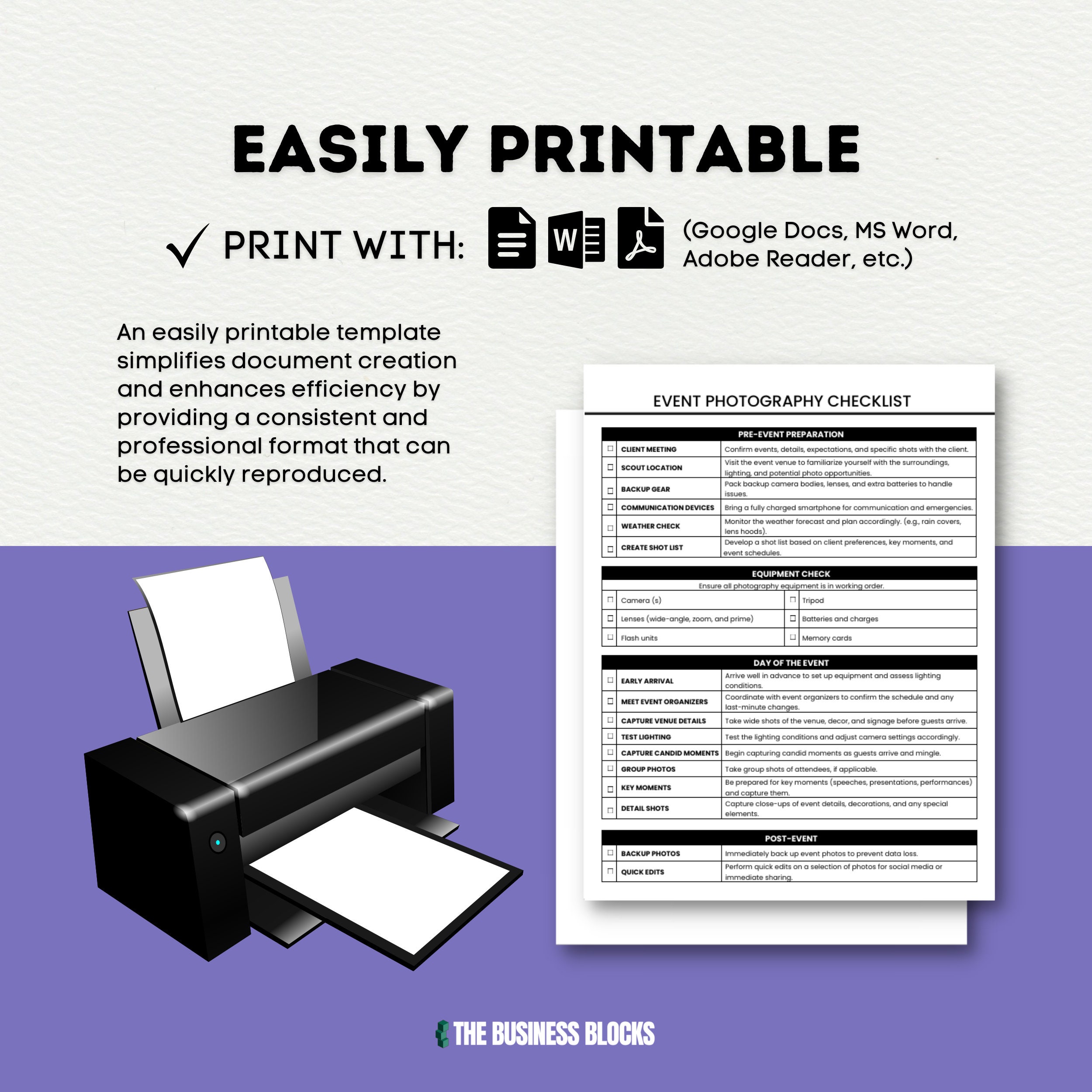 Event Photography Checklist Template: Shot List & Workflow (google Docs ...