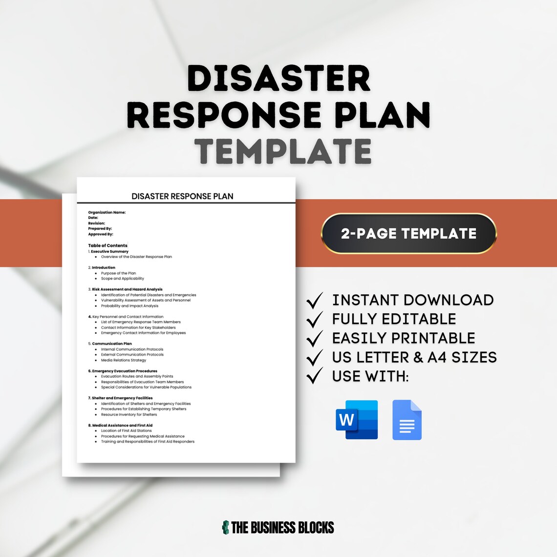 Disaster Response Plan Template: Emergency Preparedness (digital ...