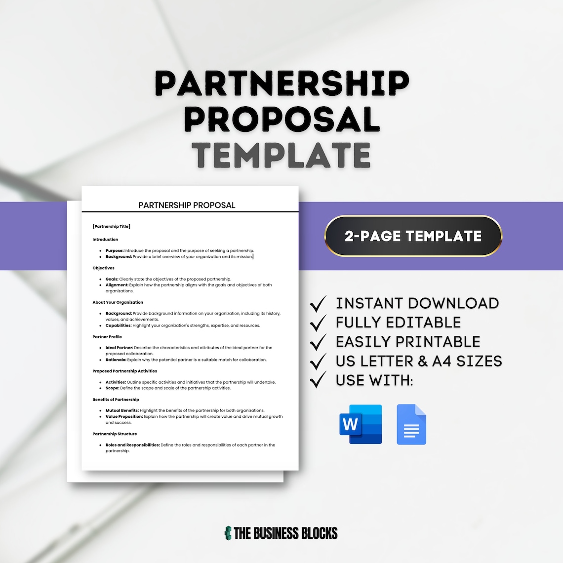 Partnership Proposal Template: Business Collaboration (google Docs, MS ...